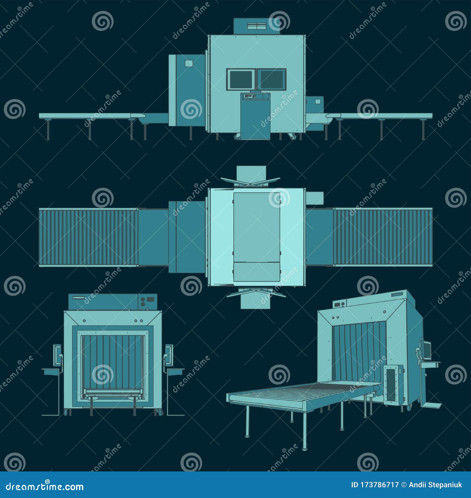 X-Ray Baggage Scanner Drawings Cartoon Vector | CartoonDealer.com ...