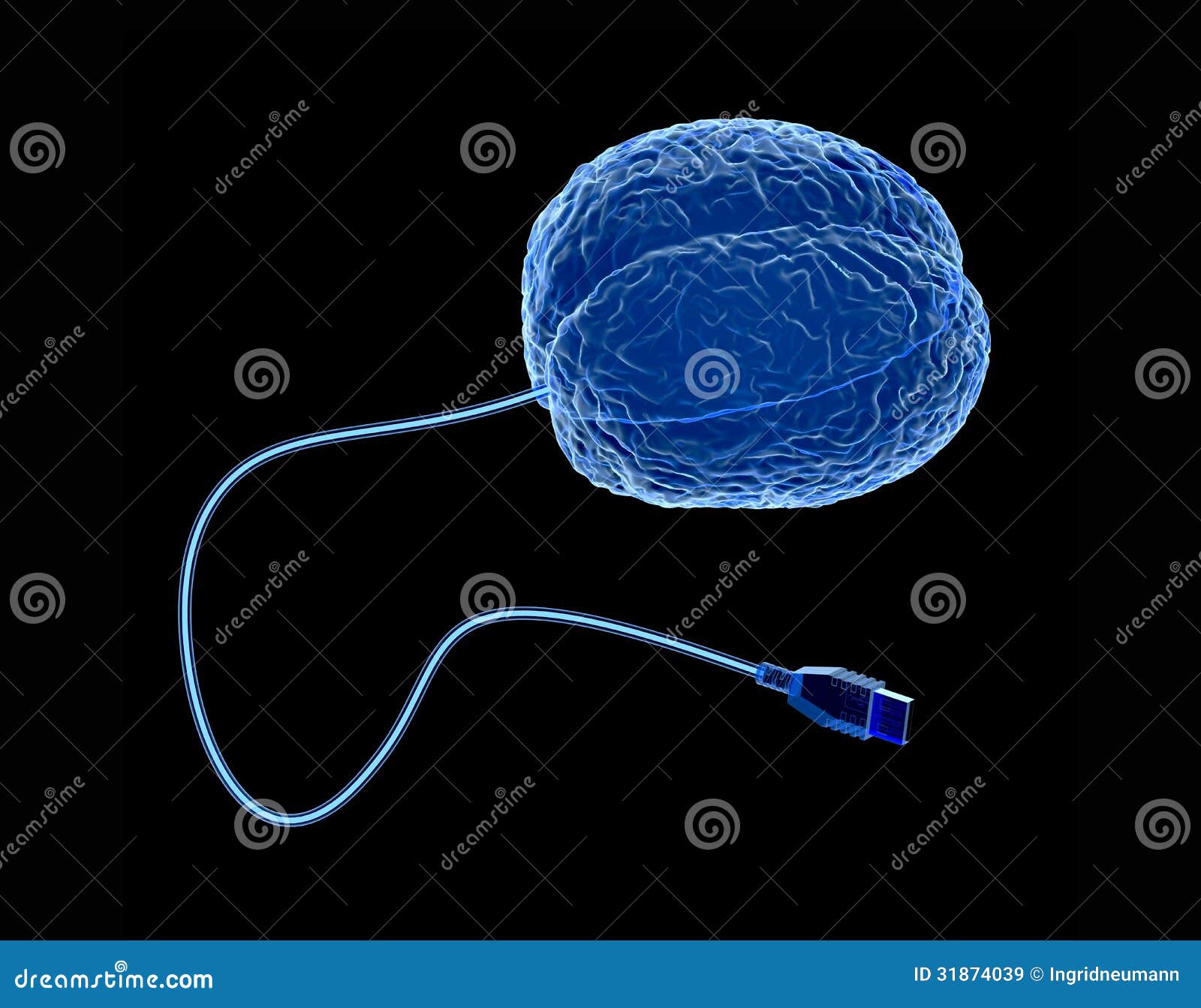 X-ray Brain with Attached USB Cable Stock Illustration - Illustration ...