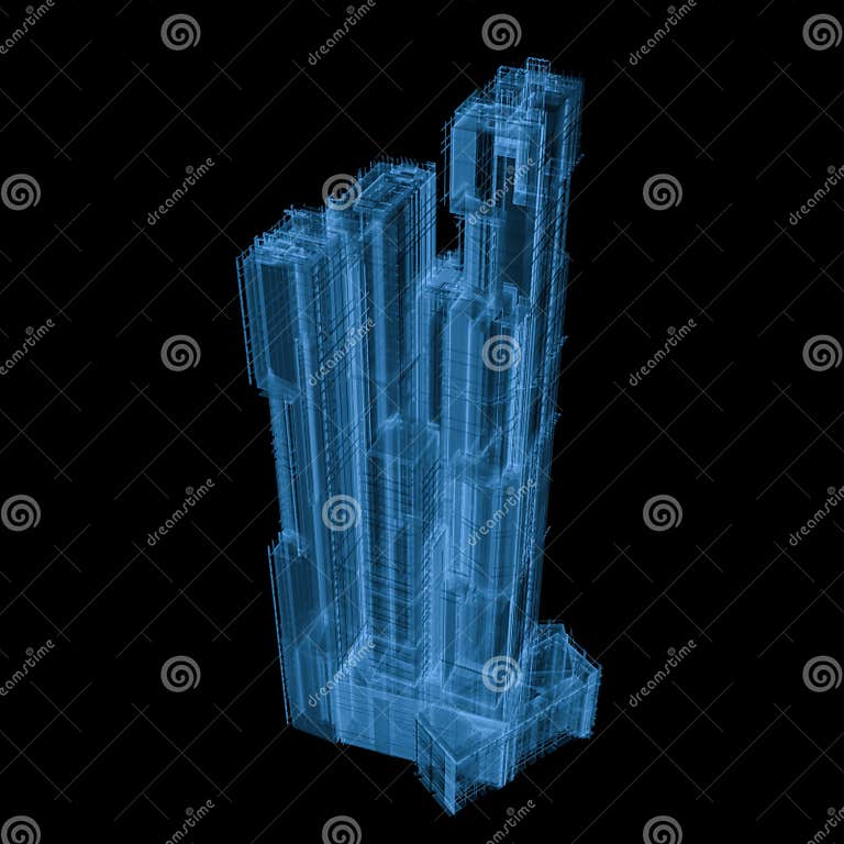 X Ray Building Isolated on Black Stock Illustration - Illustration of ...