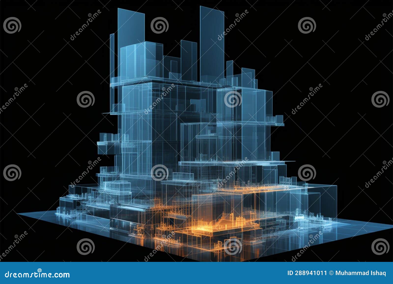 X Ray Building in Striking 3D Render, Set Against a Black Backdrop ...