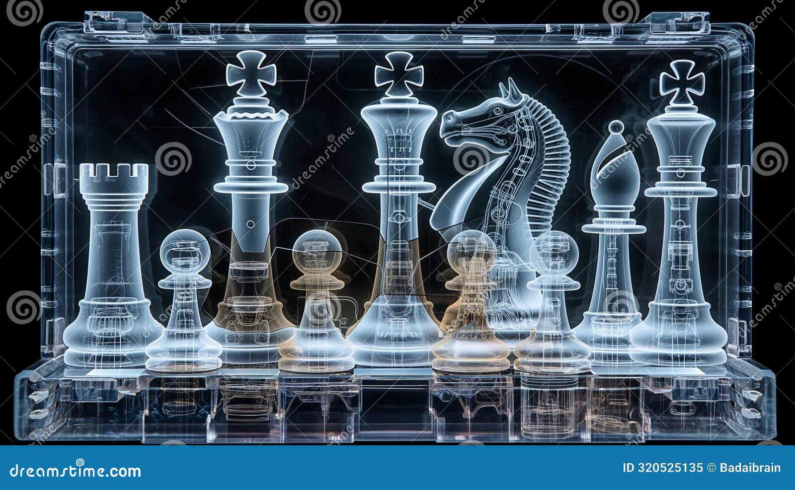An X-ray of the Chess Pieces on the Board. Stock Illustration - Illustration of games, pieces ...
