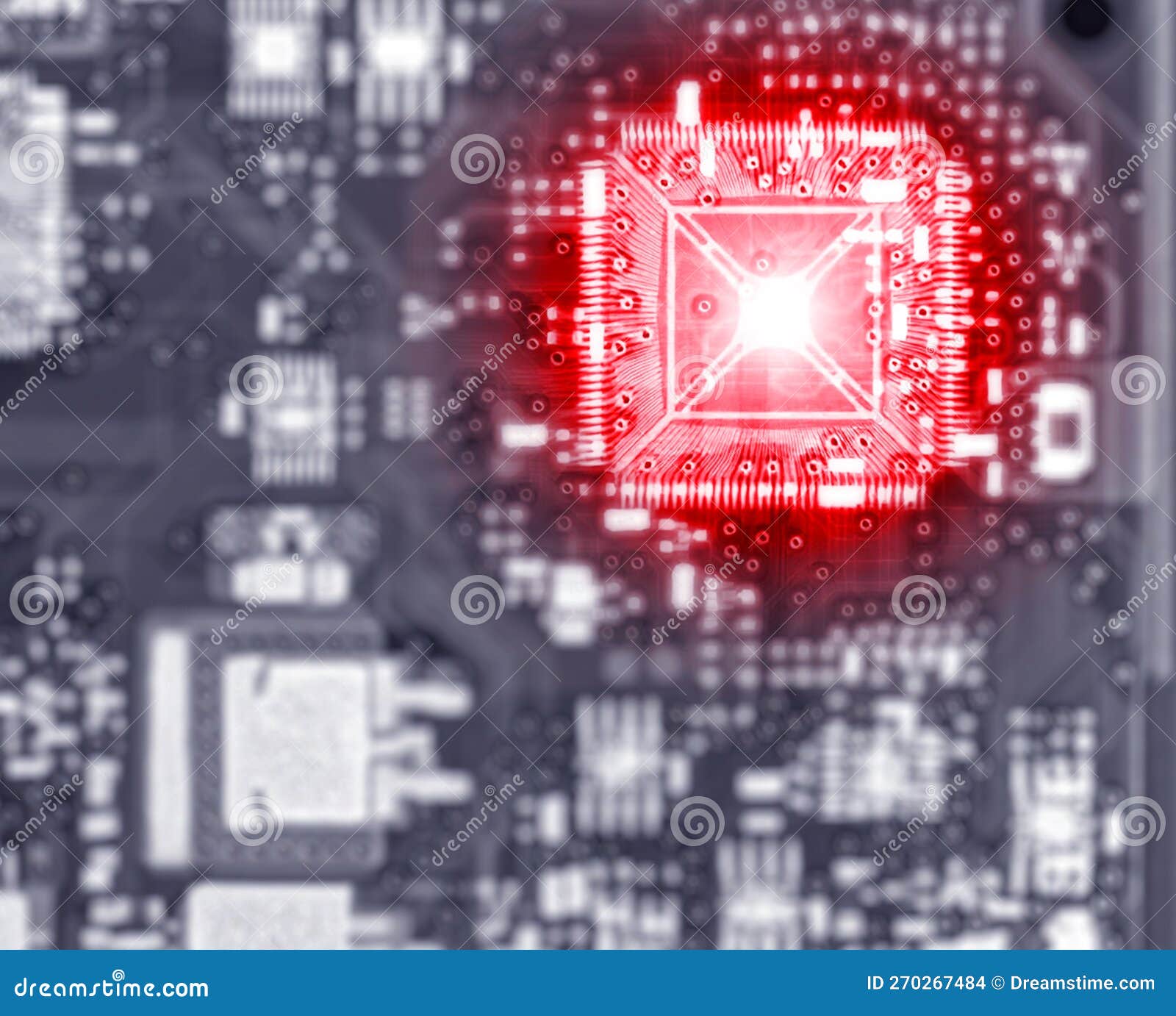 X-ray of the CPU on Circuit Board. Blue Abstract Technology Background ...