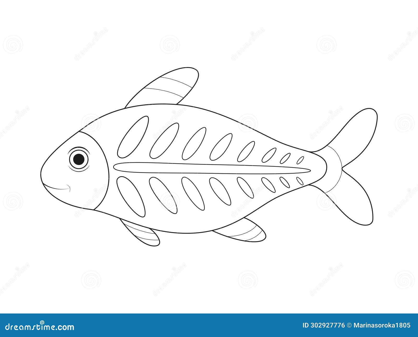 X-ray Fish Vector Illustration. Coloring Page Stock Illustration ...