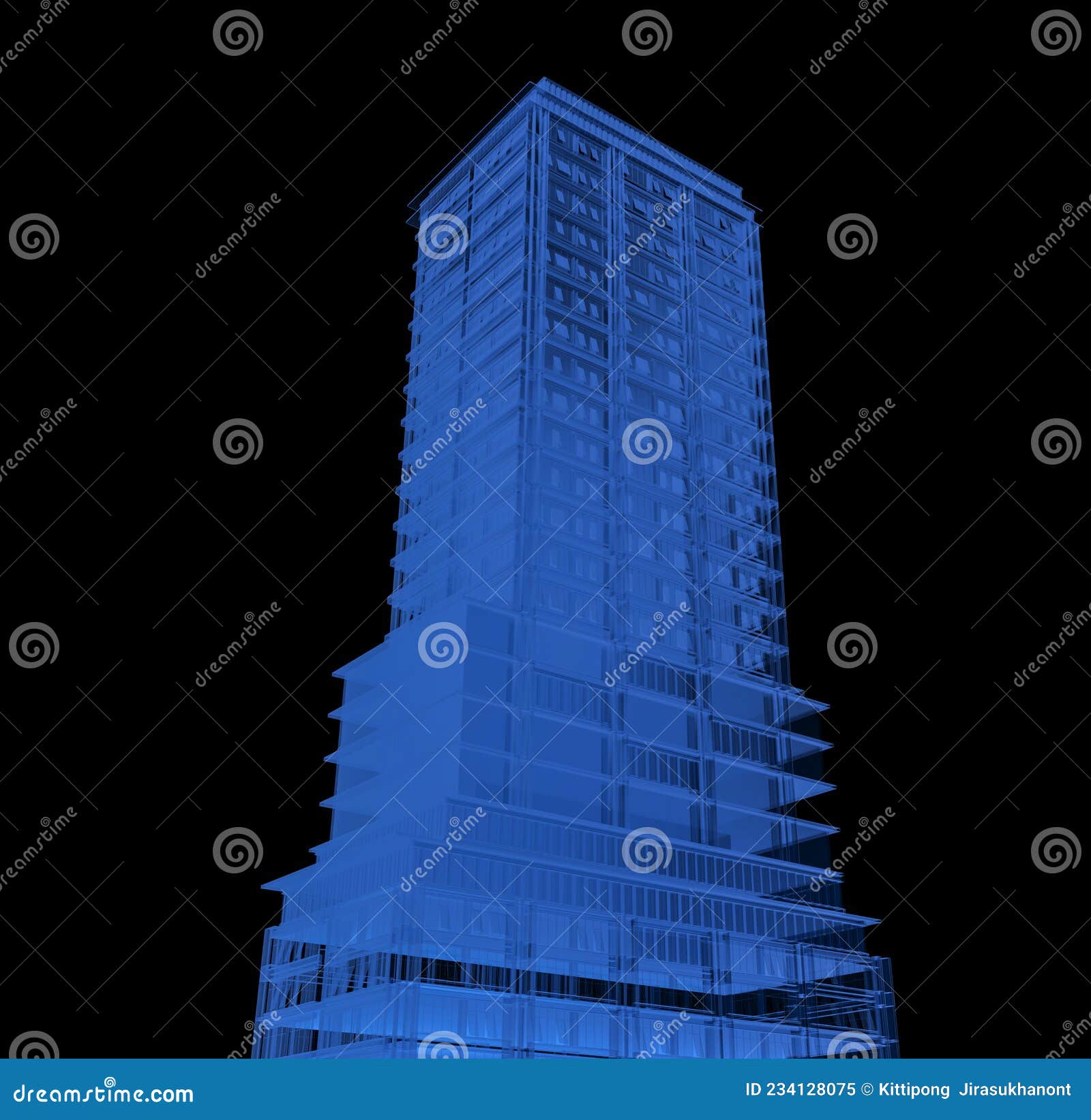 X-ray High Rise Building Exterior Stock Illustration - Illustration of ...