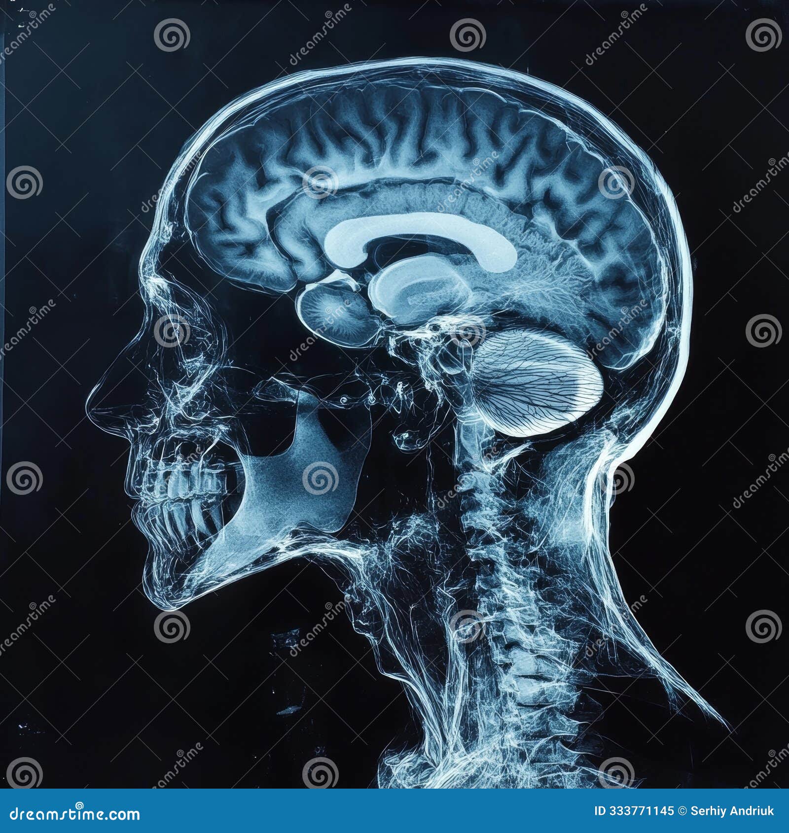 X-ray of Human Brain. Medical Background Stock Illustration ...