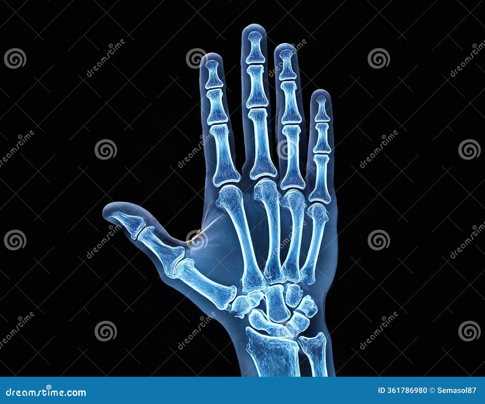 X-ray of a Human Hand Highlighting the Bone Structure and Joint ...