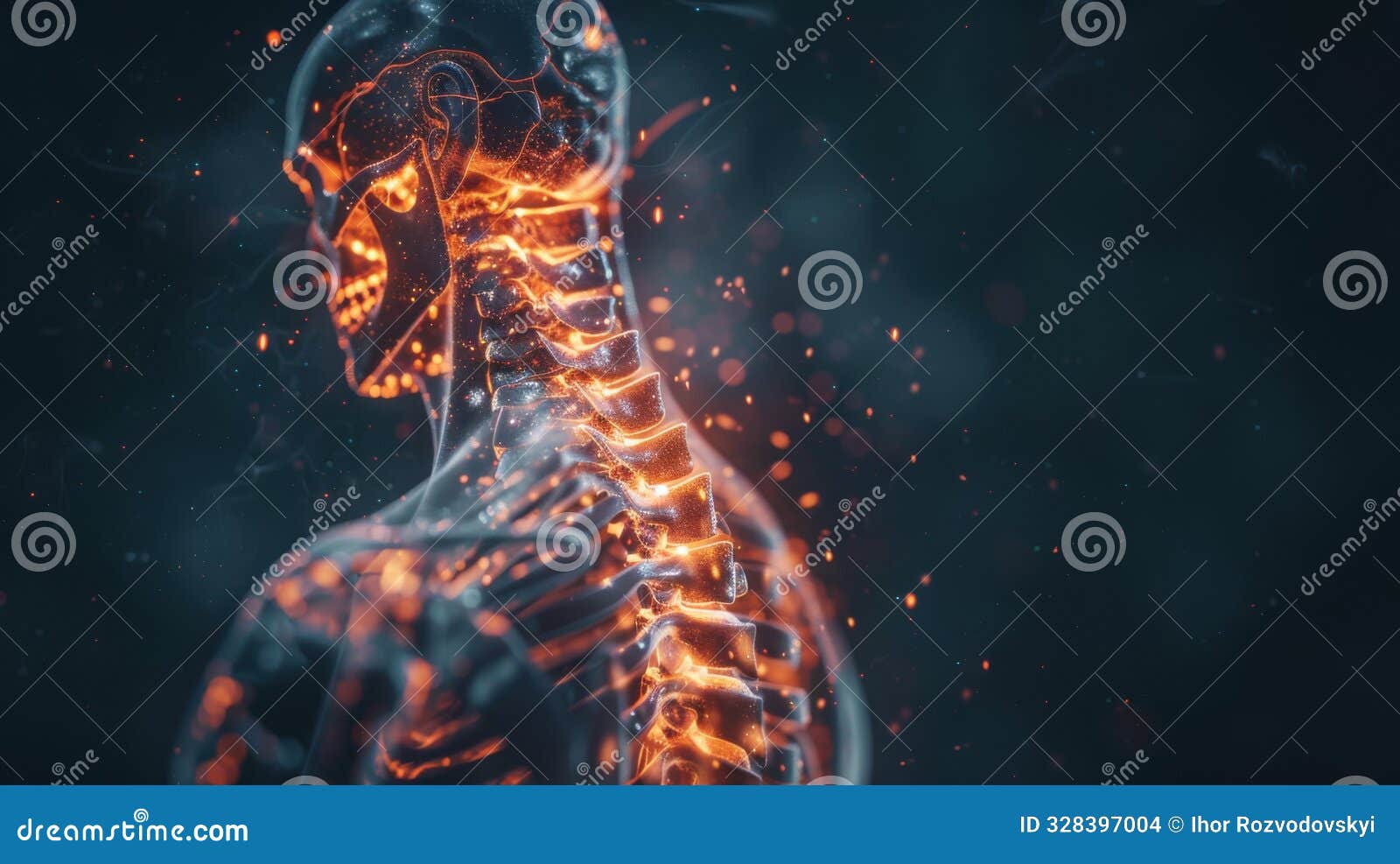 X-ray of Human Spine, Isolated 3D Hologram. Stock Illustration ...