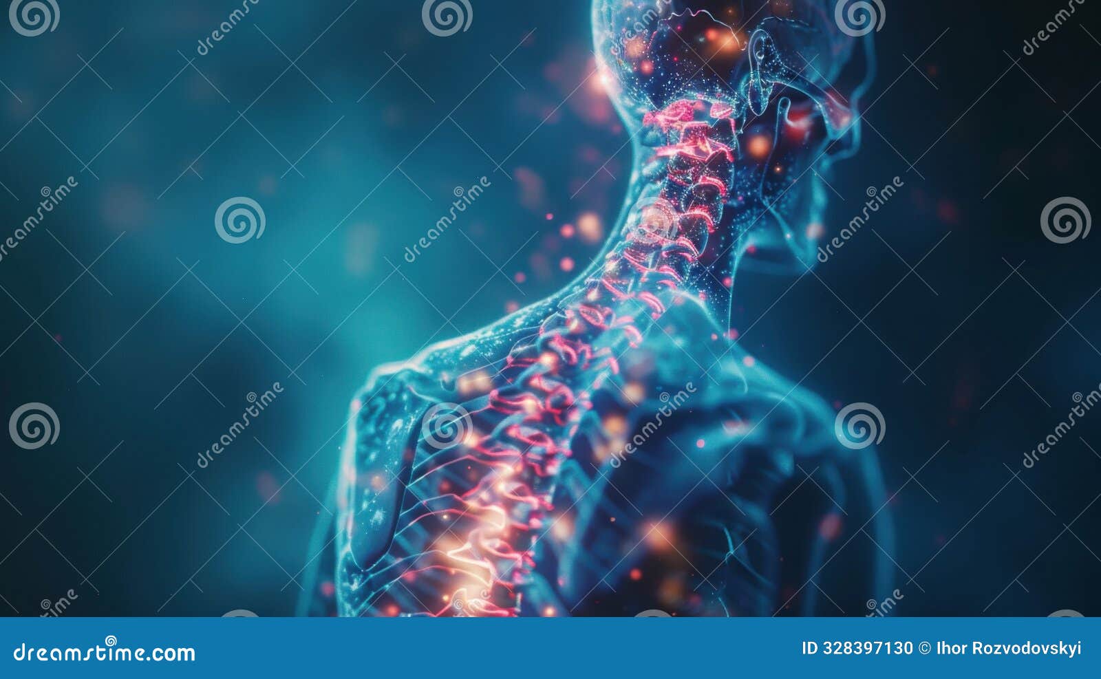 X-ray of Human Spine, Isolated 3D Hologram. Stock Illustration ...