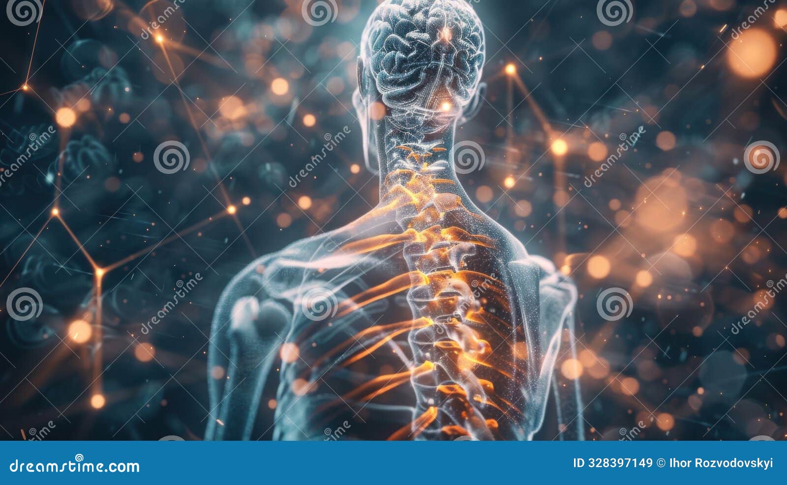 X-ray of Human Spine, Isolated 3D Hologram. Stock Illustration ...