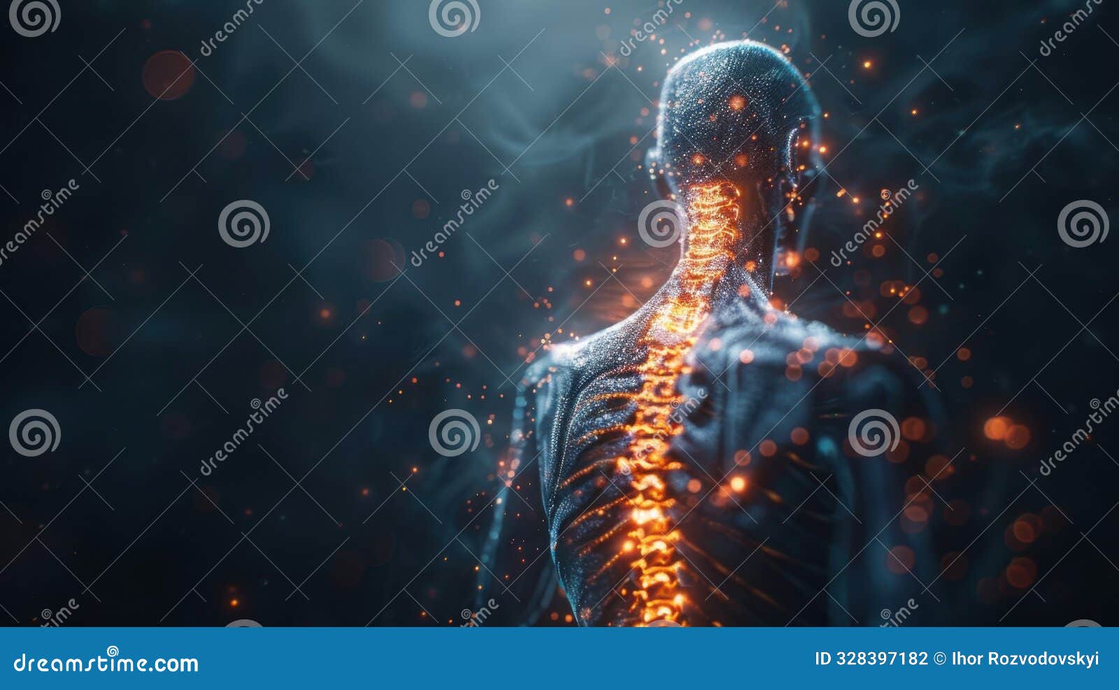 X-ray of Human Spine, Isolated 3D Hologram. Stock Illustration ...