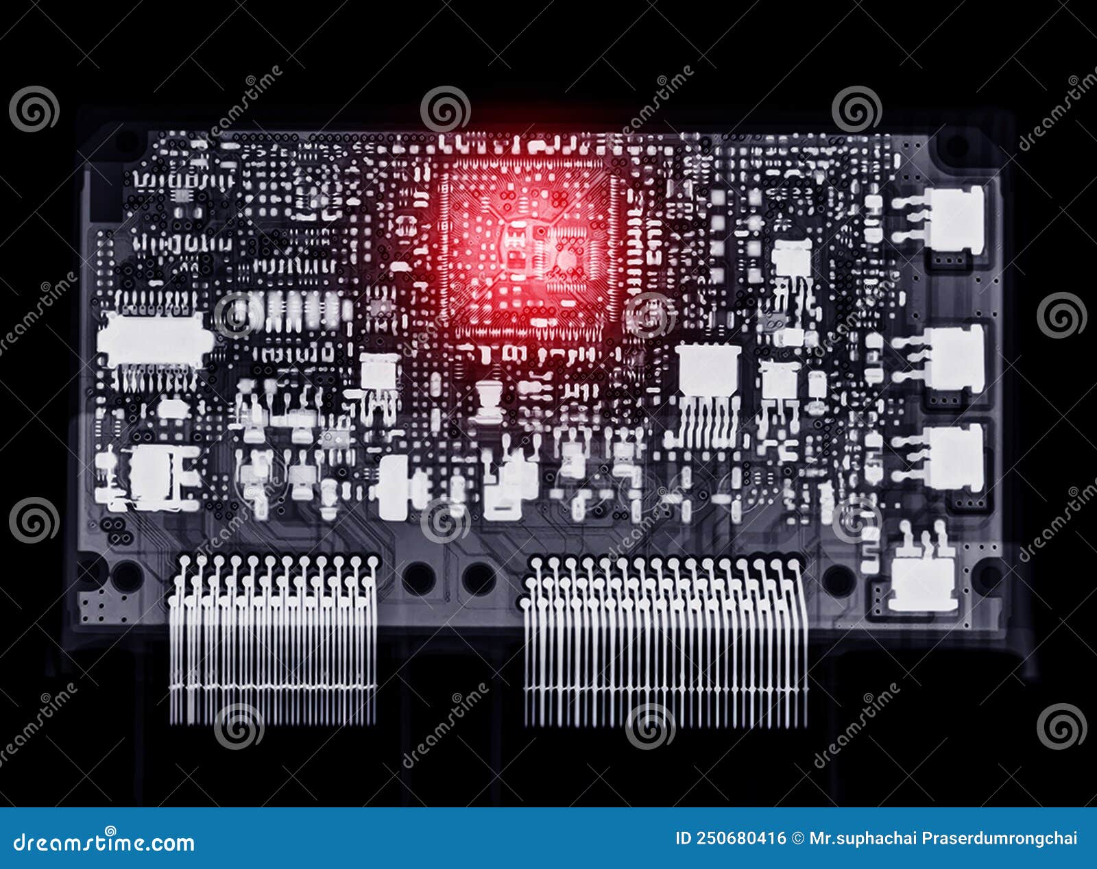 X-ray Image of Engine Control Unit or ECU Stock Photo - Image of port ...