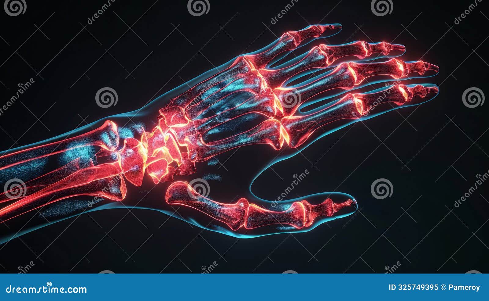 X-ray of Human Hand with Highlighted Joints Stock Illustration ...