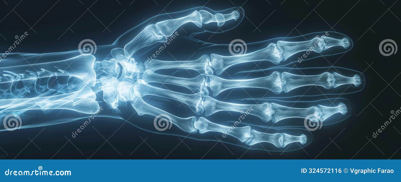 X-ray Image of a Human Hand Showing Skeletal Structure, Medical ...