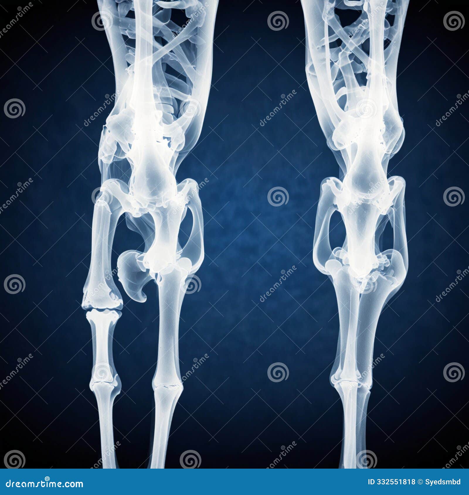X-ray Image of Human Knees Showing Bone Structure and Joint Alignment ...
