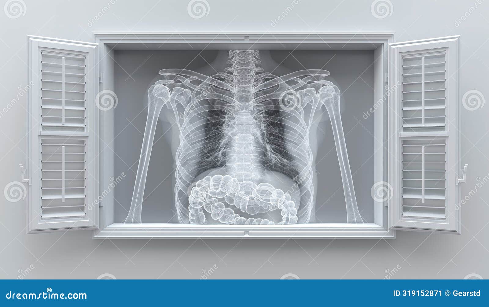 X-ray View through an Open Window Stock Image - Image of window, design ...
