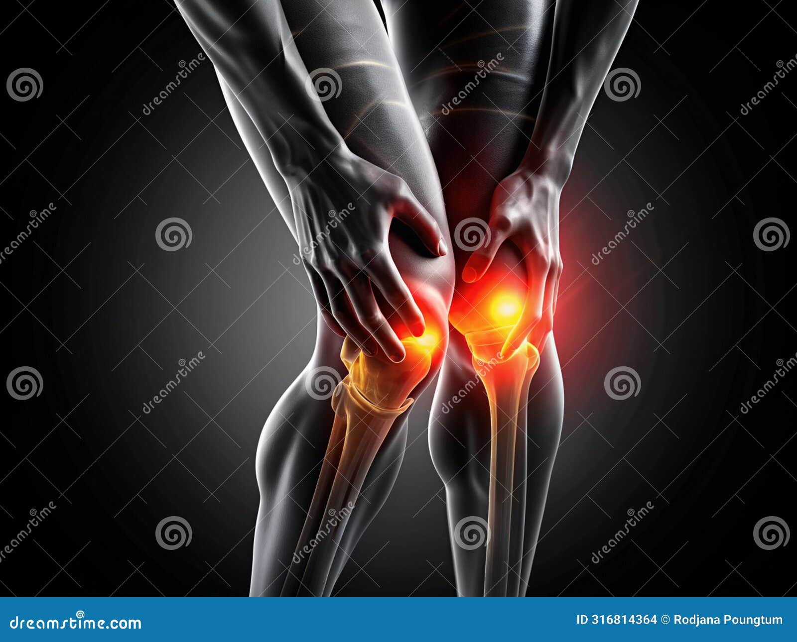 An X-ray Image Of A Knee Joint Showing Signs Of Degeneration Stock ...