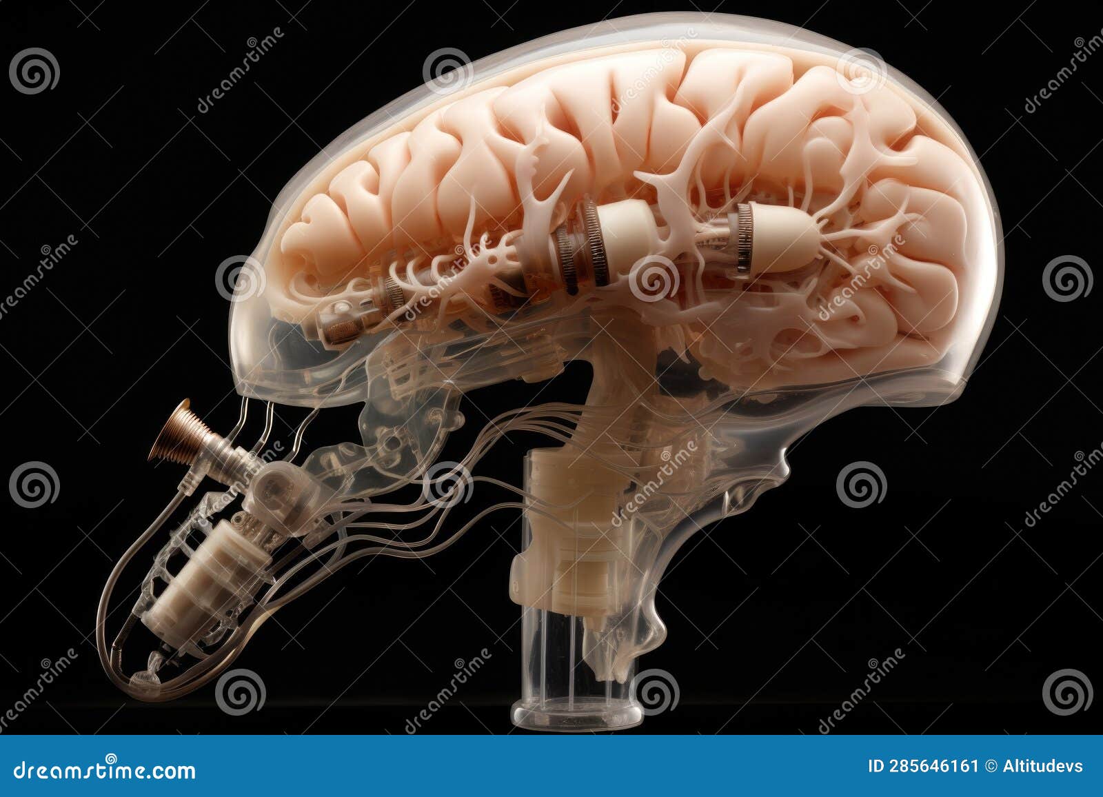 X-ray Image of Neuroprosthetic Implant in a Brain Model Stock Image ...