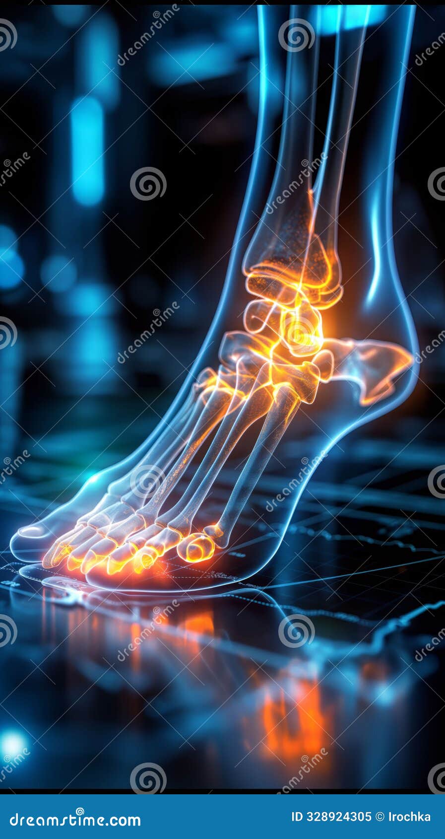 X-ray Image of a Woman S Foot with Highlighted Bones Stock Image ...