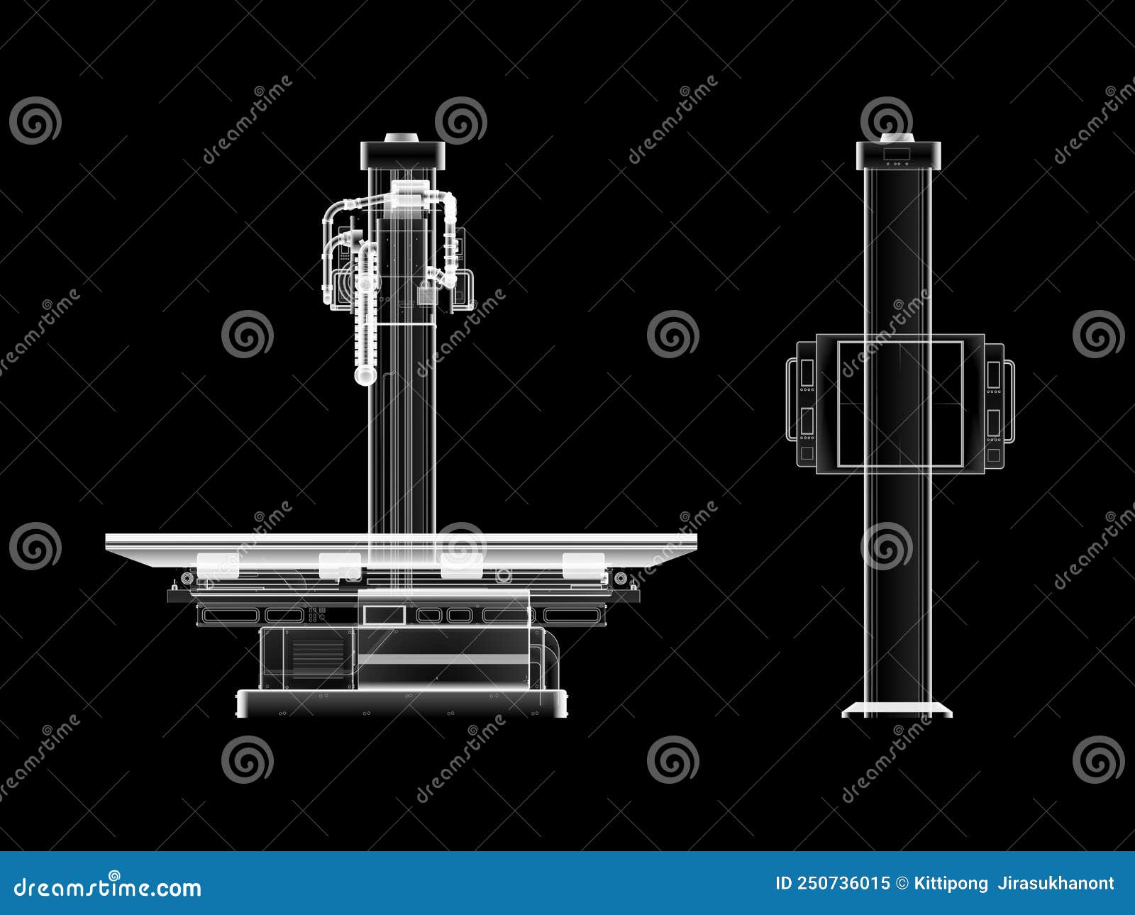 X-ray Scanner Machine Wireframe For Radiology Treatment Stock Image ...