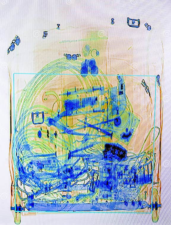 X-ray Screenshot of an Trolley Bag Full of Cable and Electronics Stock ...