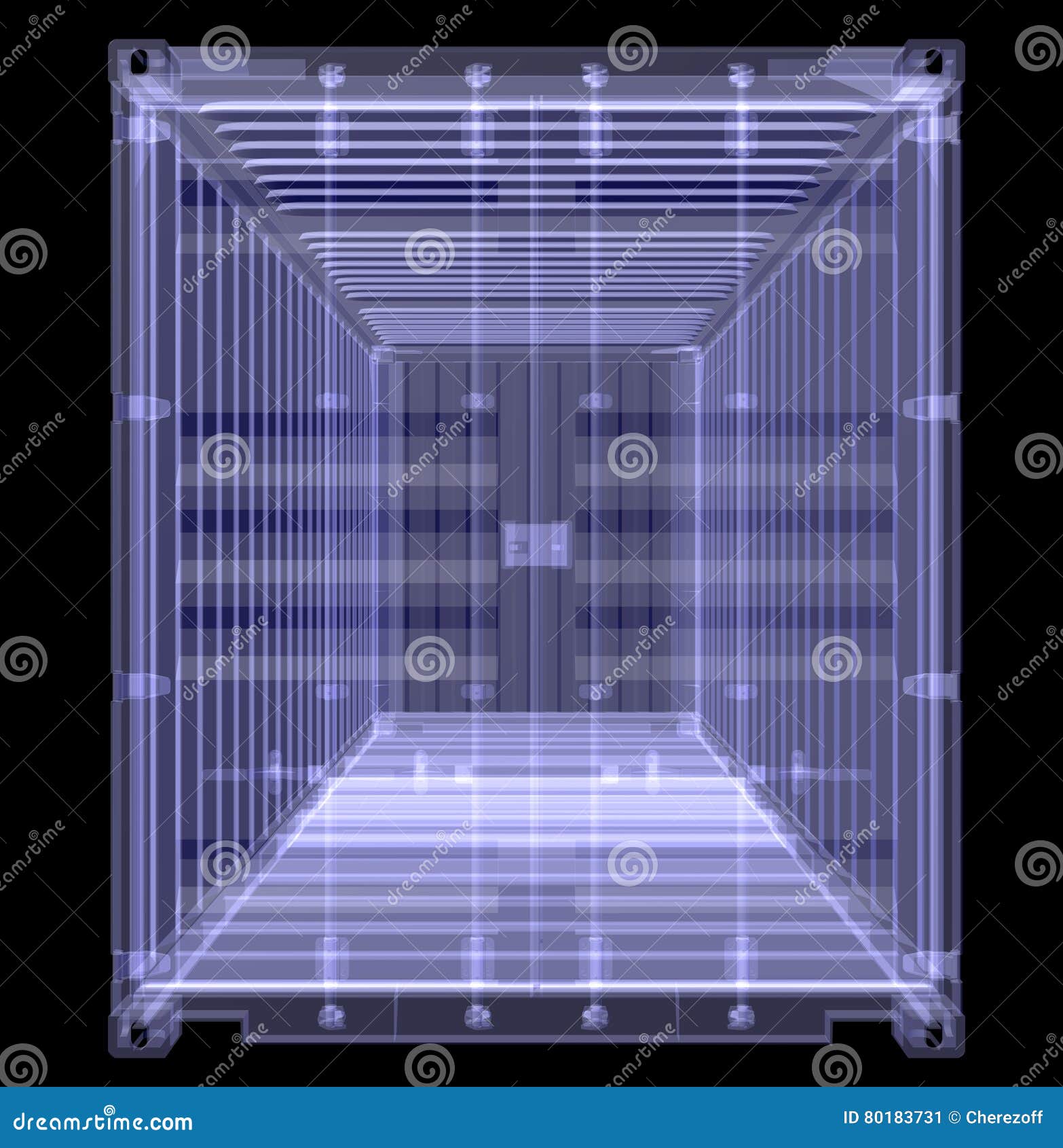 X-ray Shipping Container Isolated on Black Stock Illustration ...