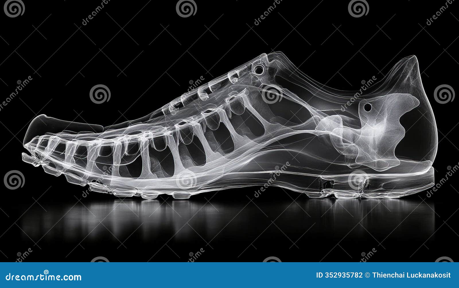 X Ray of Shoe Side Profile Displaying Arch Support and Structure Stock ...
