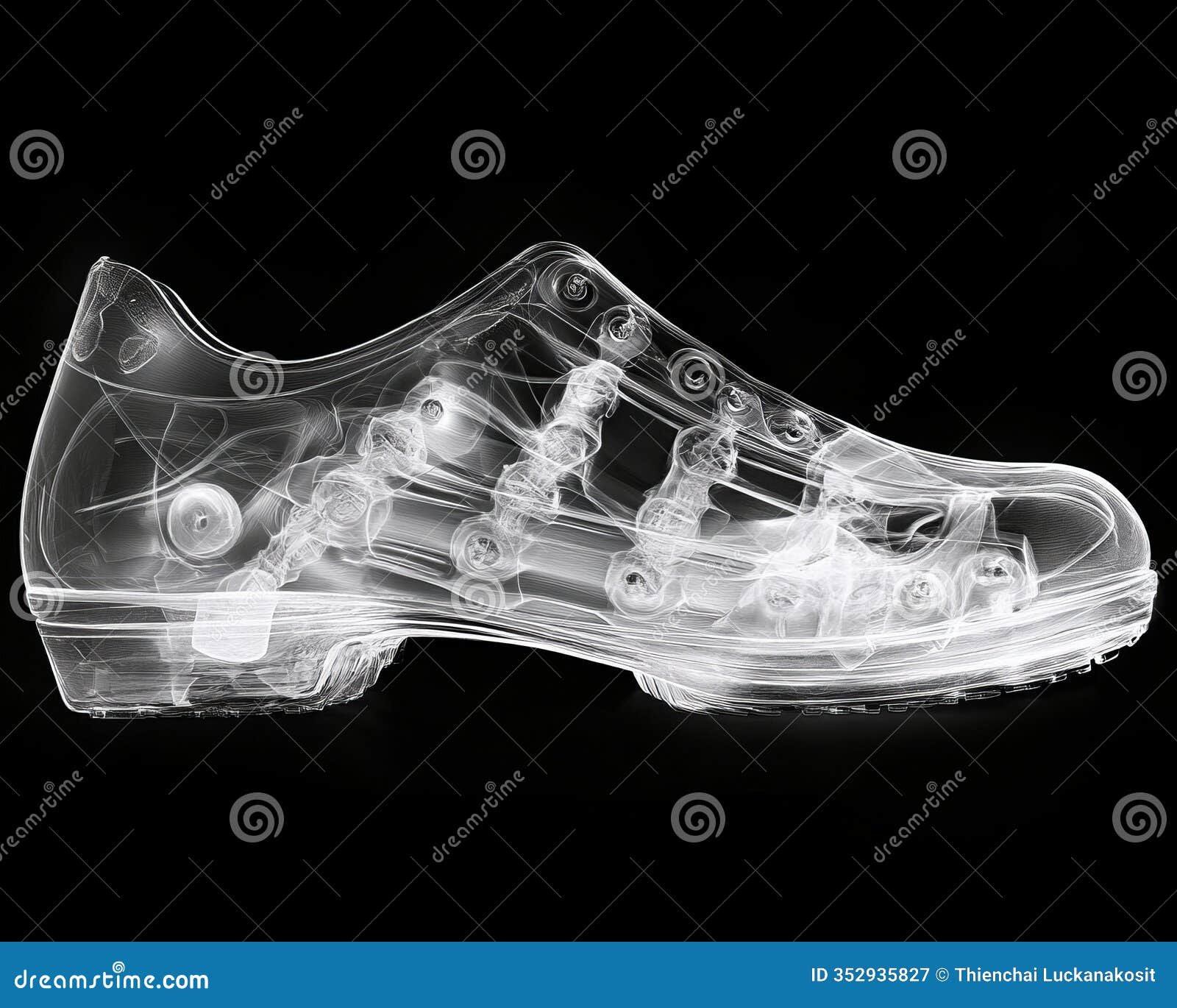 X Ray of Shoe Side Profile Revealing Inner Support Structure and Design ...