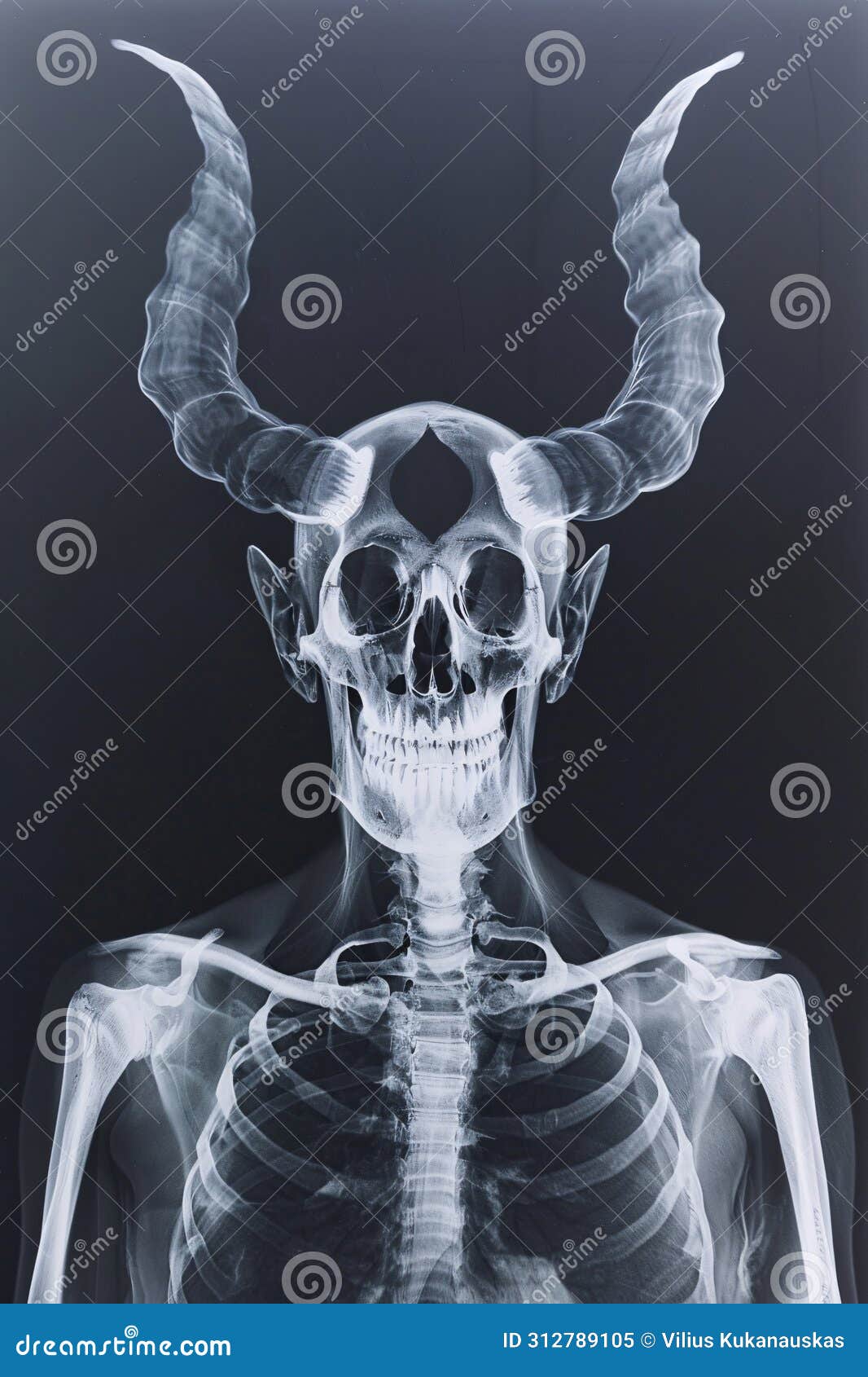 X-ray of a Skeletal Demon Haunting, Halloween Stock Illustration ...