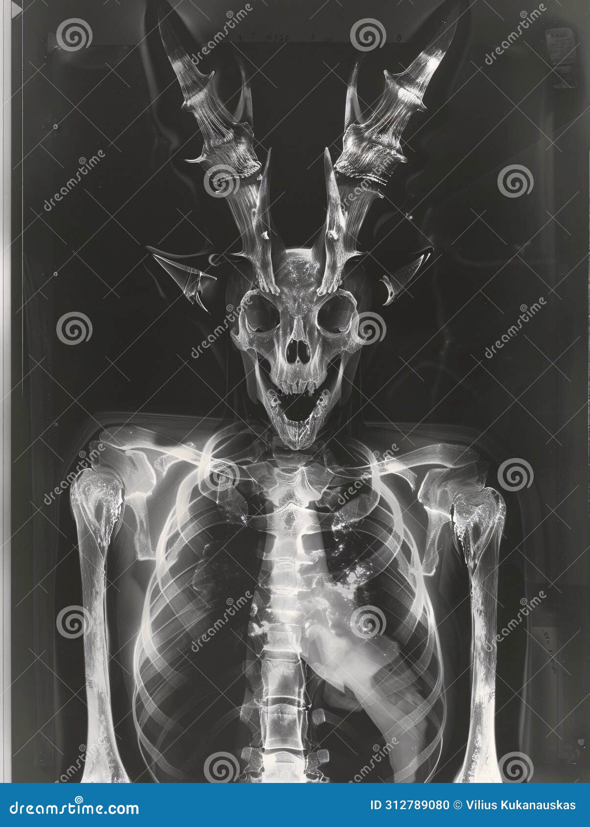 X-ray of a Skeletal Demon Haunting, Halloween Stock Illustration ...