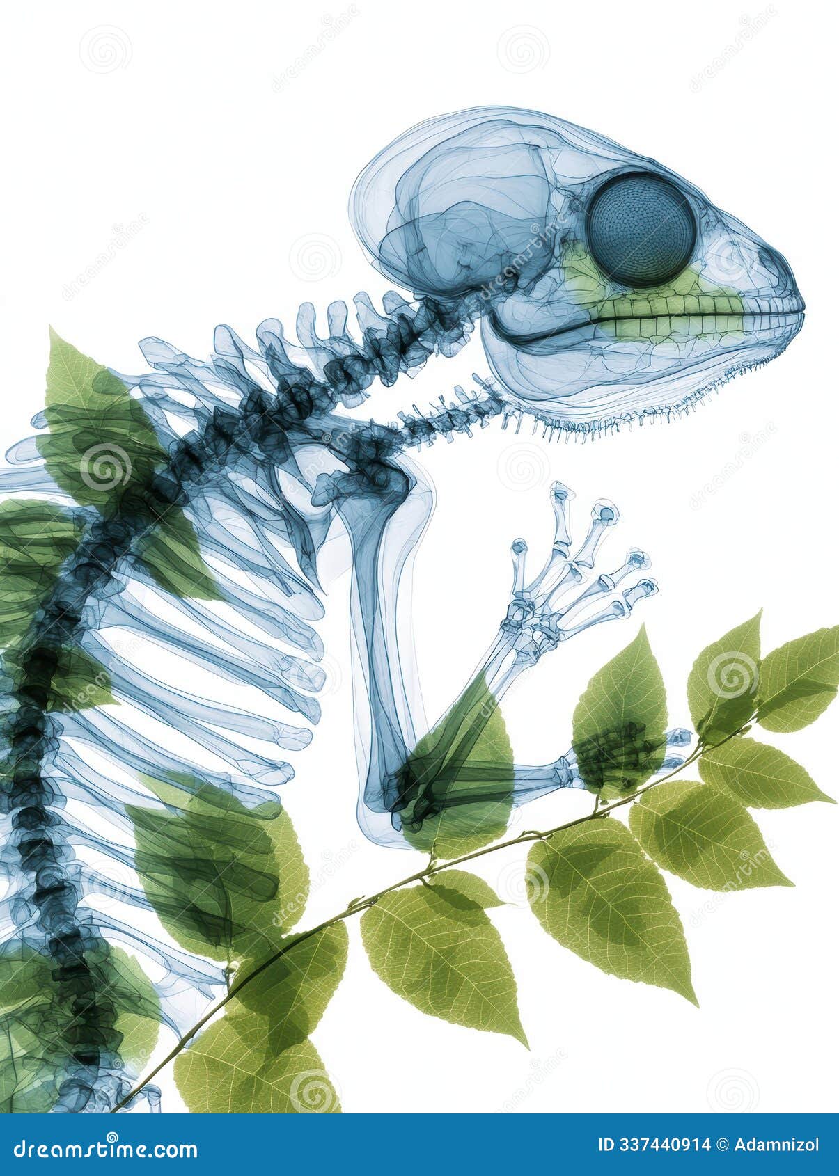 X-ray Skeleton of a Lizard with Leaves Stock Illustration ...
