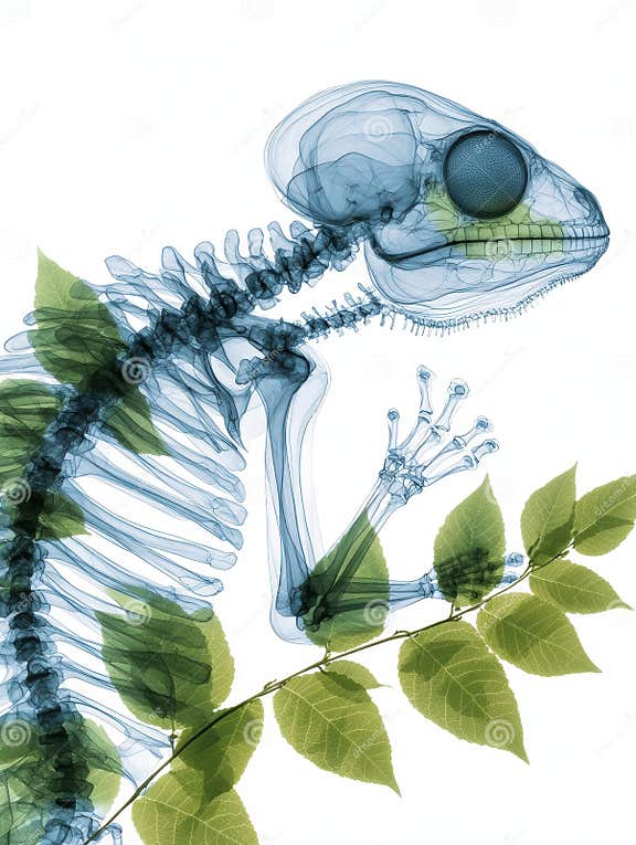 X-ray Skeleton of a Lizard with Leaves Stock Illustration ...