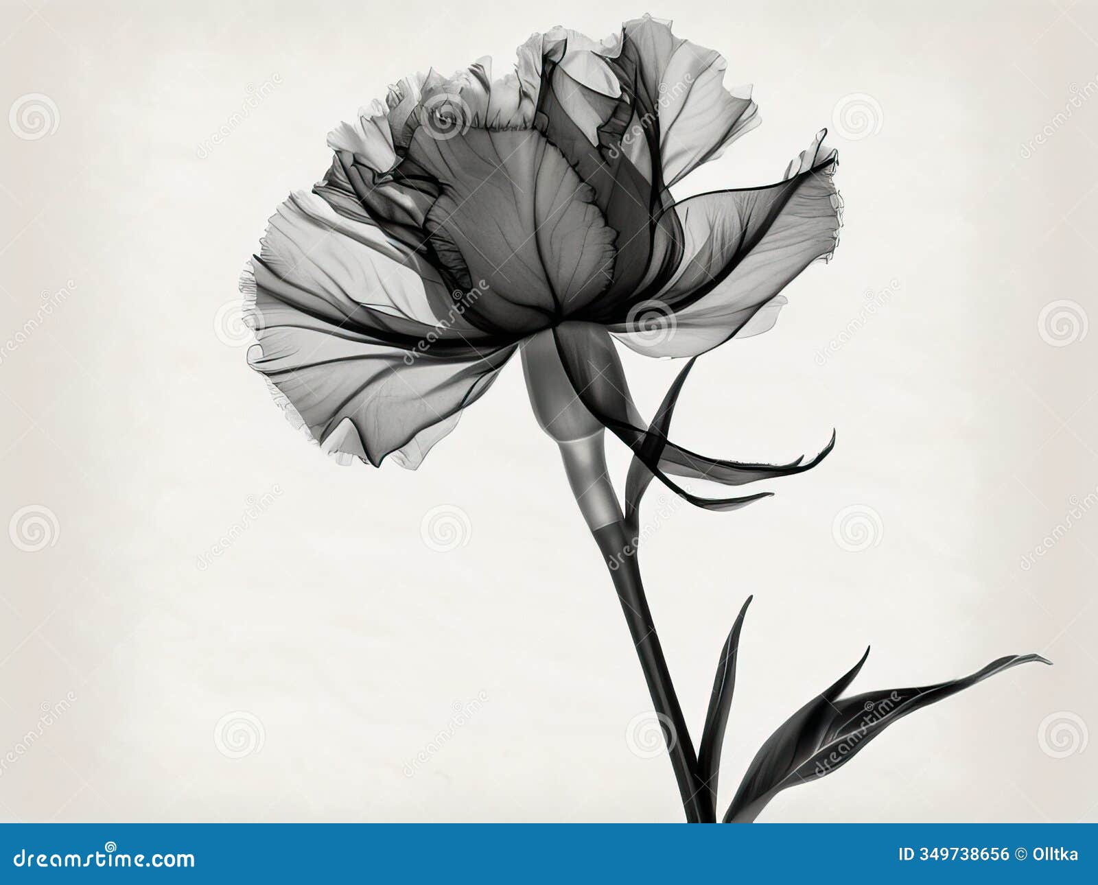 X-ray Style Image Delicate Carnation, Showcasing Detailed Floral ...