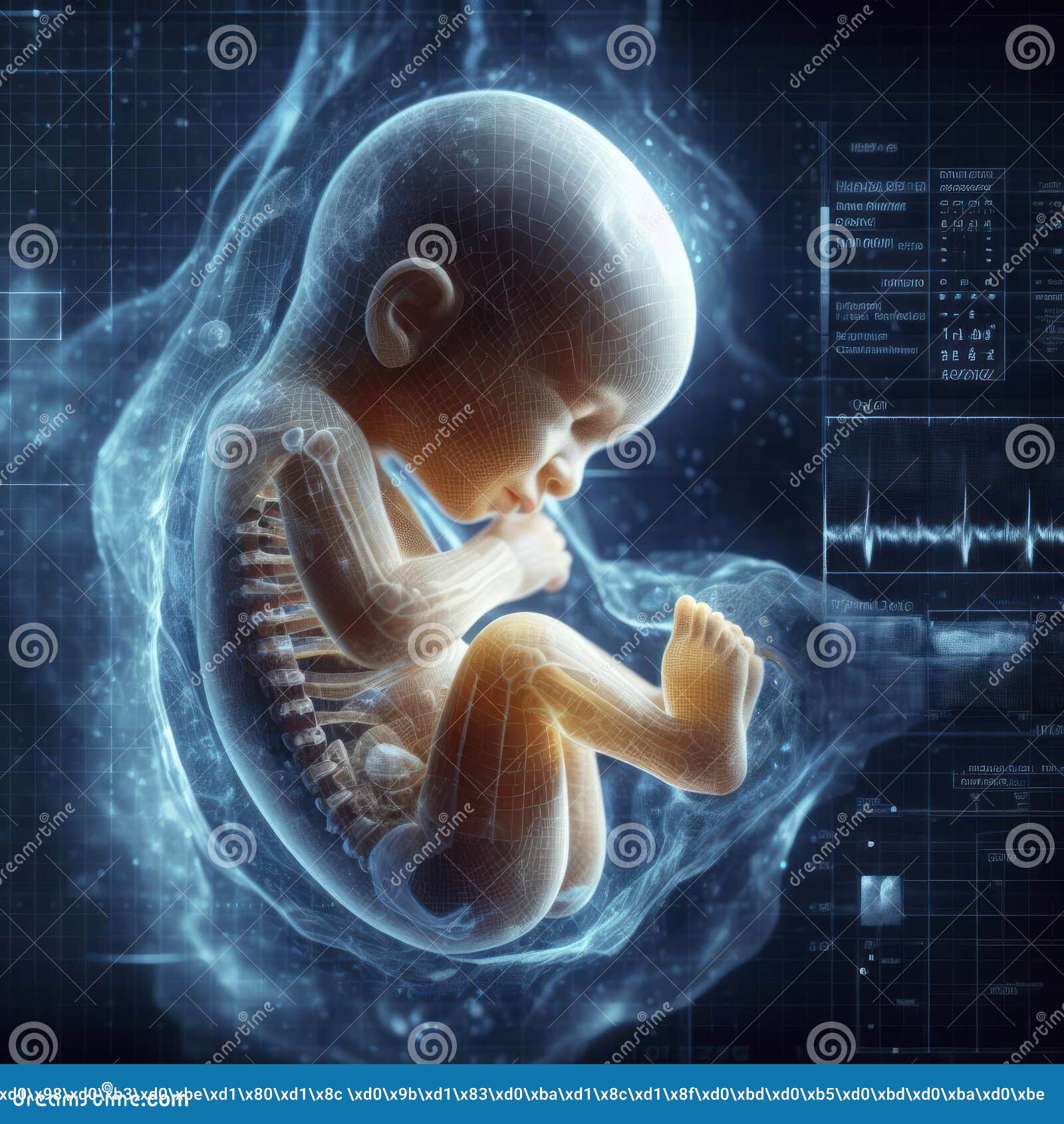 Ultrasound Of Baby. Embryo In Womb. Pregnancy Screening. Baby Health ...