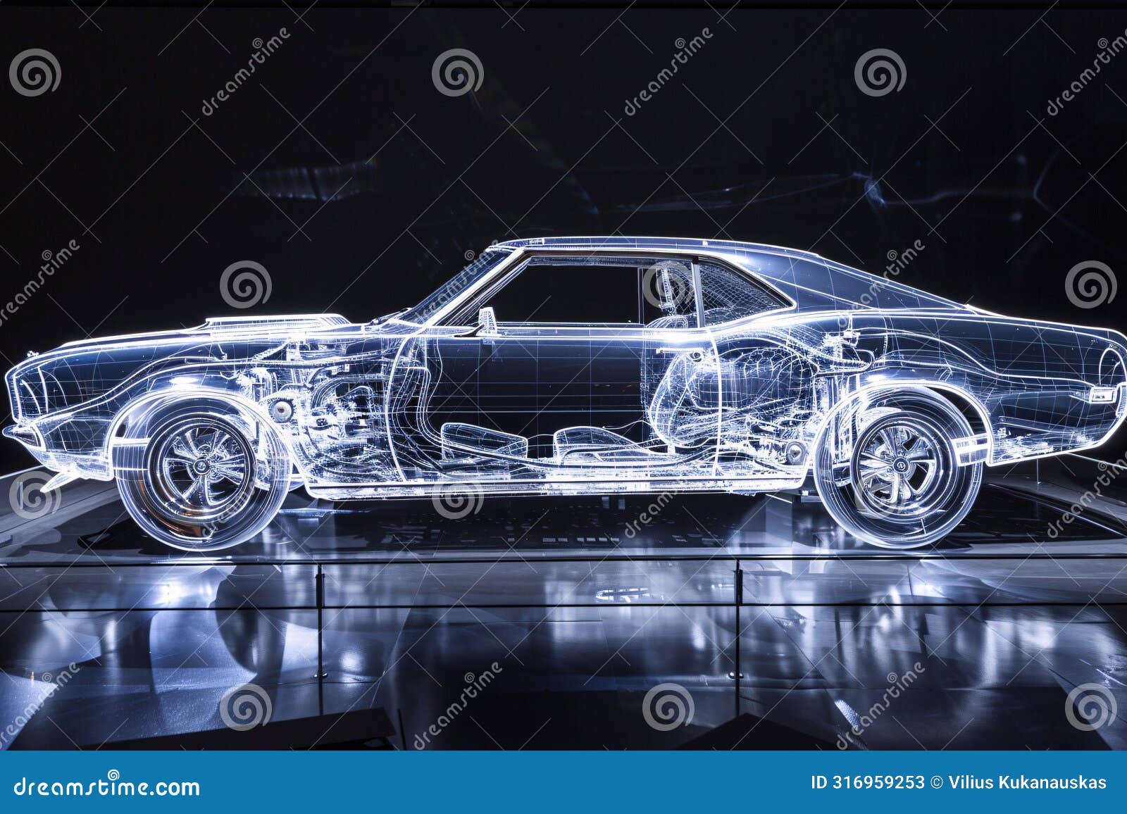 X-Ray View of Classic Car Engineering, Displaying Internal Mechanics ...