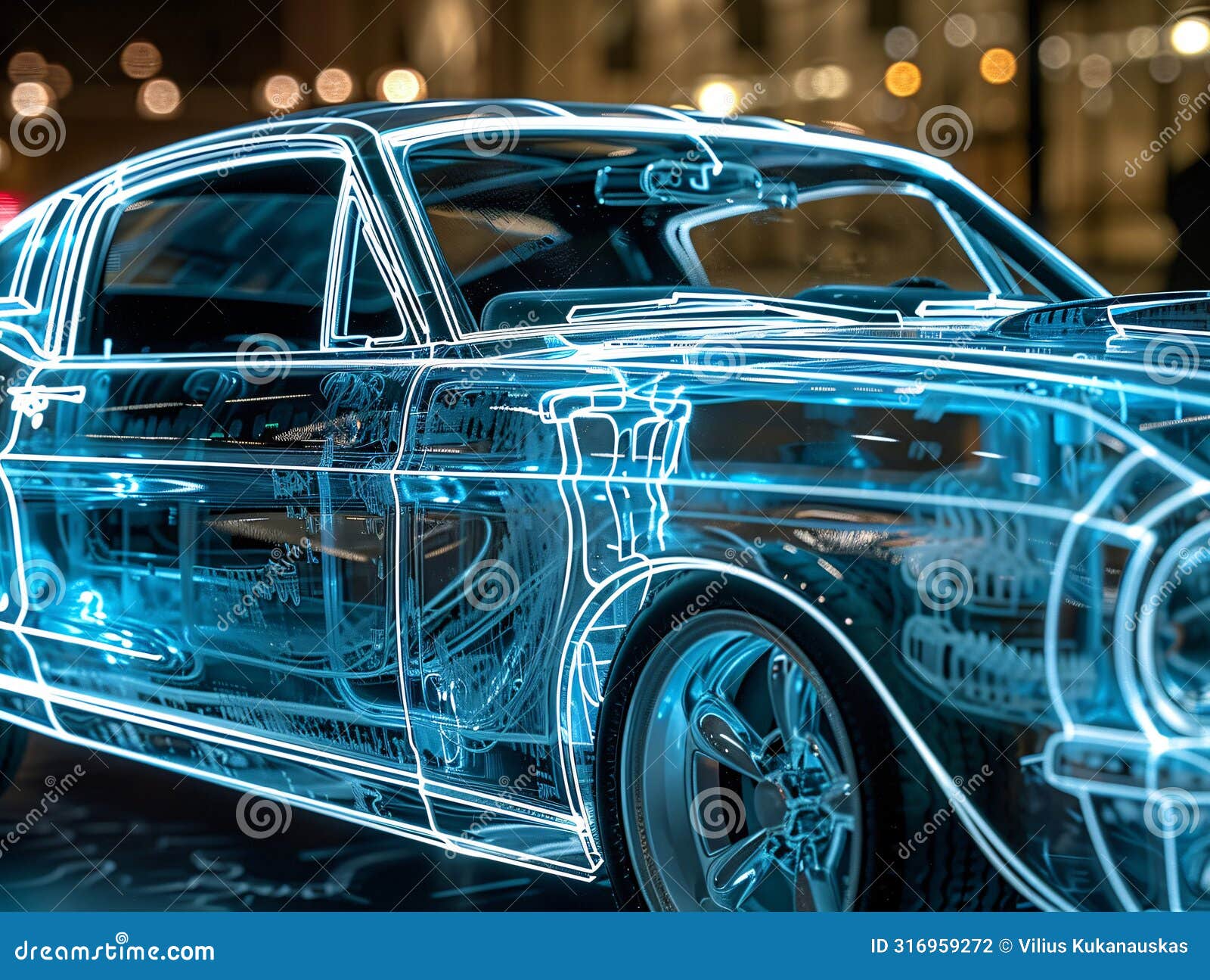 X-Ray View of Classic Car Engineering, Displaying Internal Mechanics ...