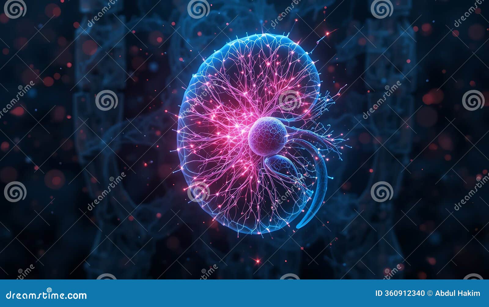 X-ray View of Human Kidney Blood Vessels Highlighted in Blue and Red ...