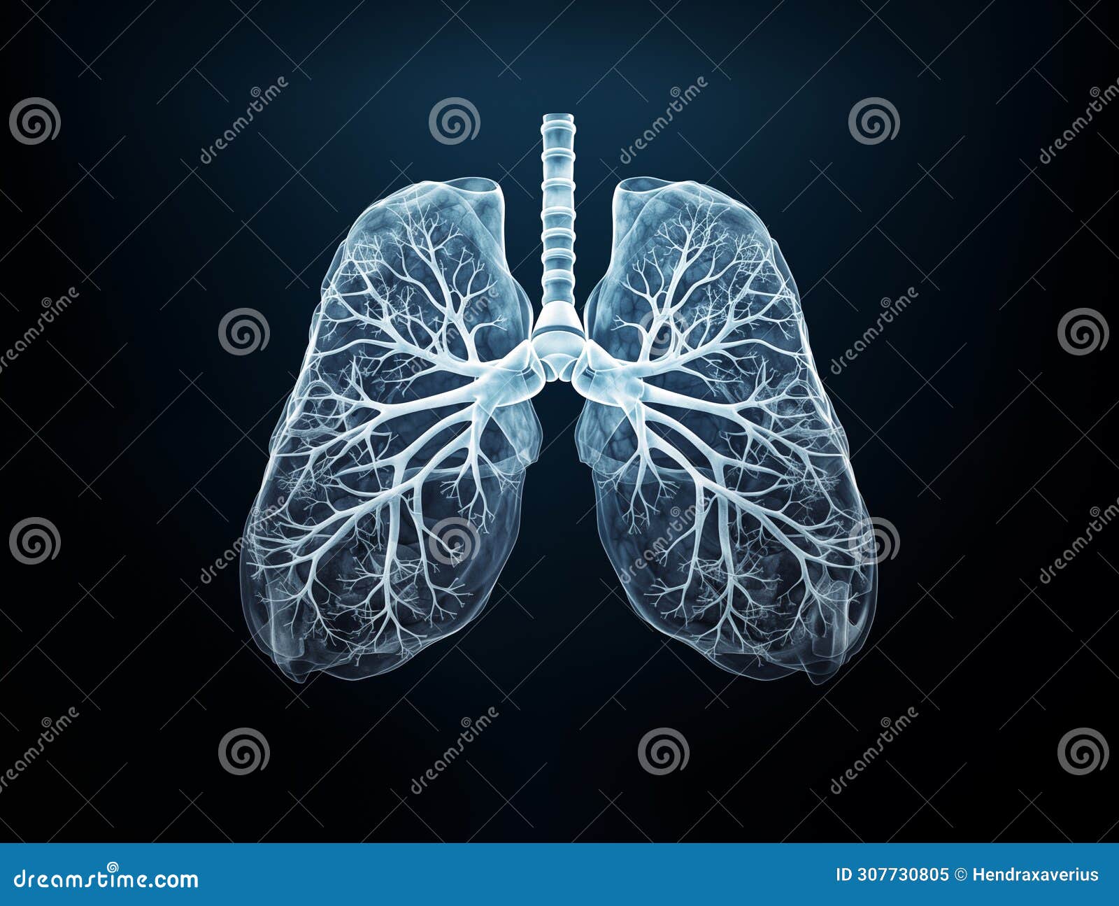 X-ray View of Human Lung with the Bronchi Stock Illustration ...