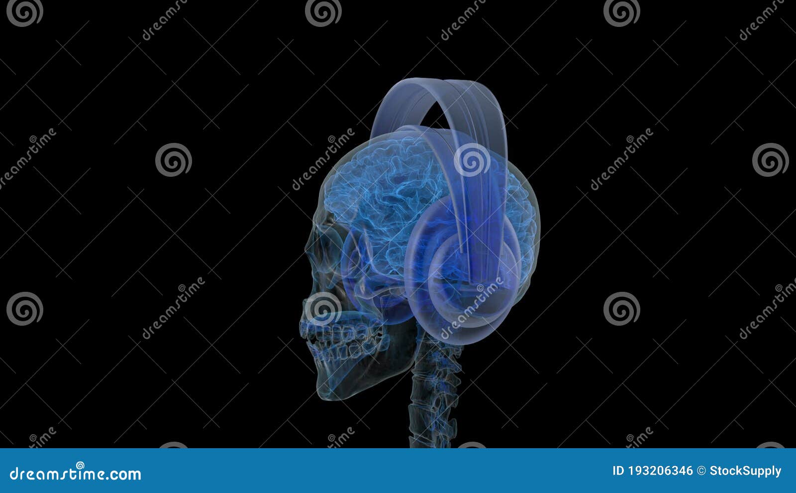 X-ray View at Side of Head with Headphones on. Stock Footage - Video of ...