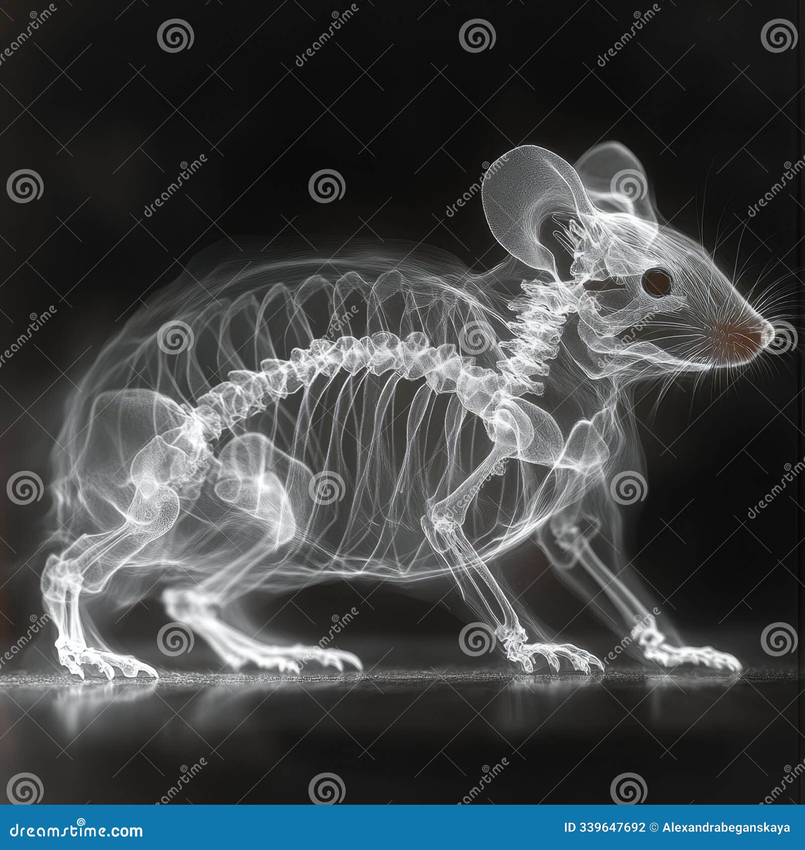 X-Ray Vision of a Mouse on a Black Background Stock Illustration ...