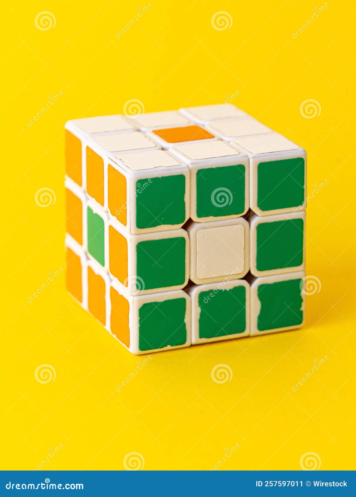 3x3 Rubik S Cube Isolated on Yellow Background. 3 by 3 Logic Puzzle ...