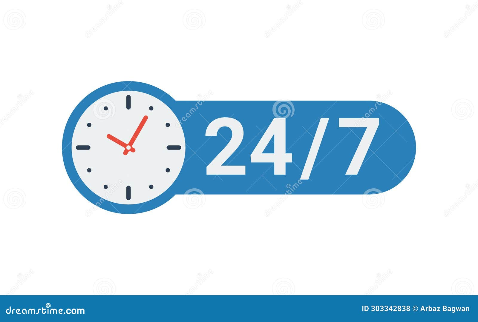 24 7 Service Support Clock Time Stock Vector - Illustration of work ...