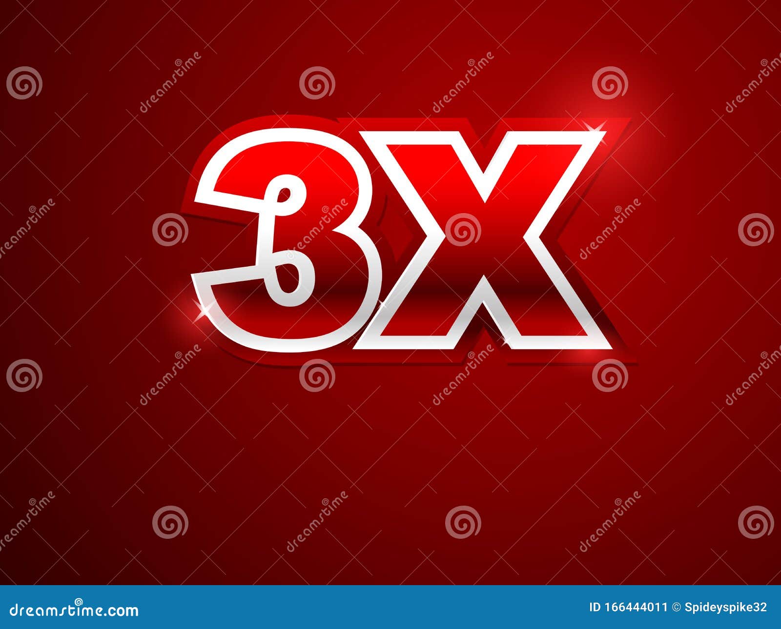 3x sign in red background stock vector. Illustration of graphic - 166444011
