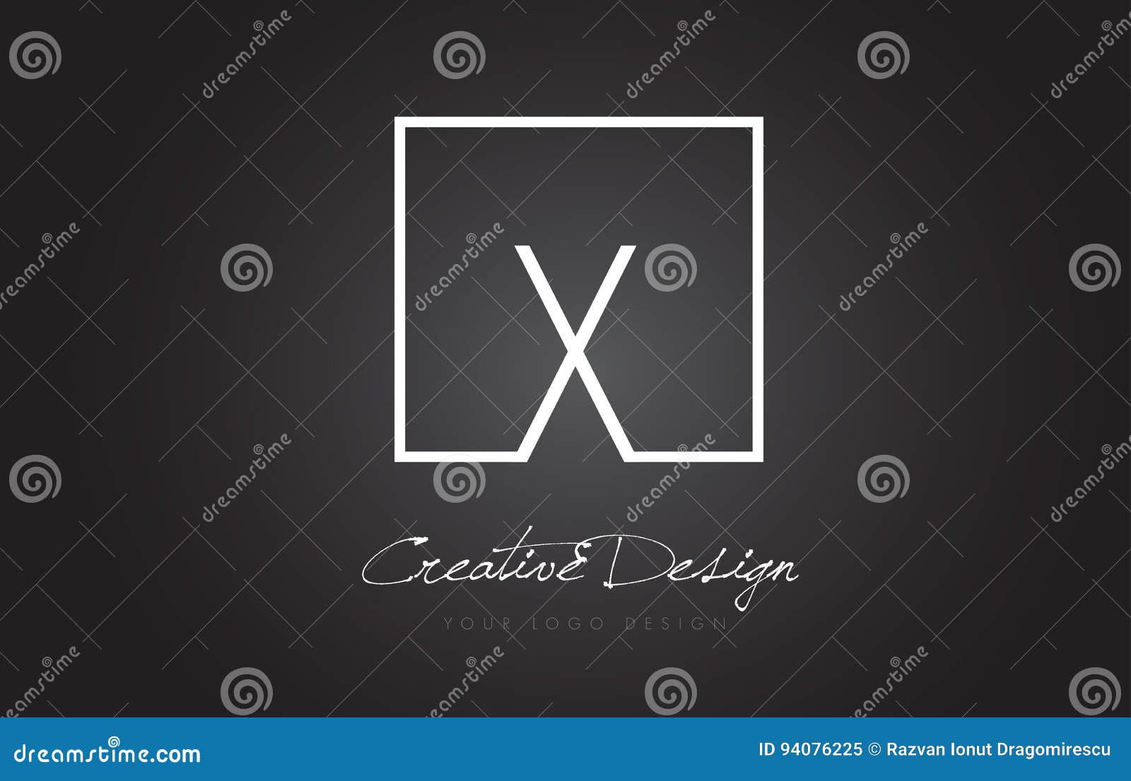 X Square Frame Letter Logo Design with Black and White Colors. Stock ...