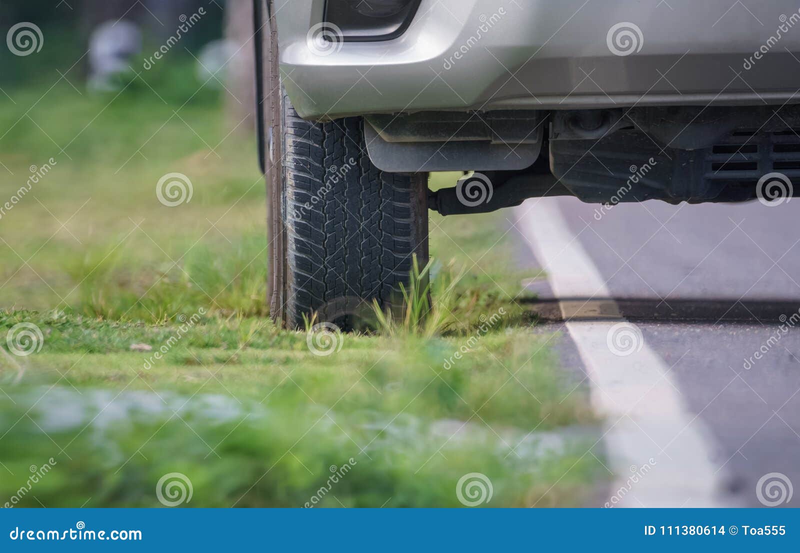SUV Car Parking on Rural Road Shoulder Stock Photo - Image of stop ...