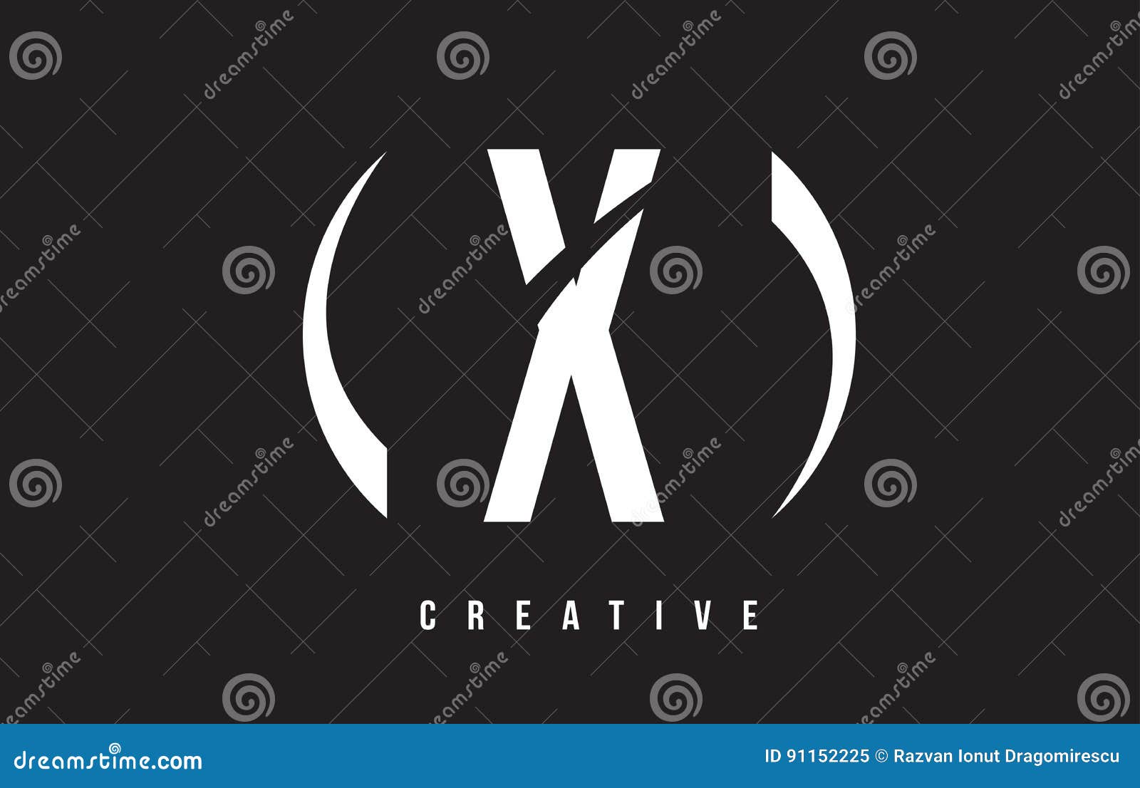 X White Letter Logo Design with Black Background. Stock Vector ...
