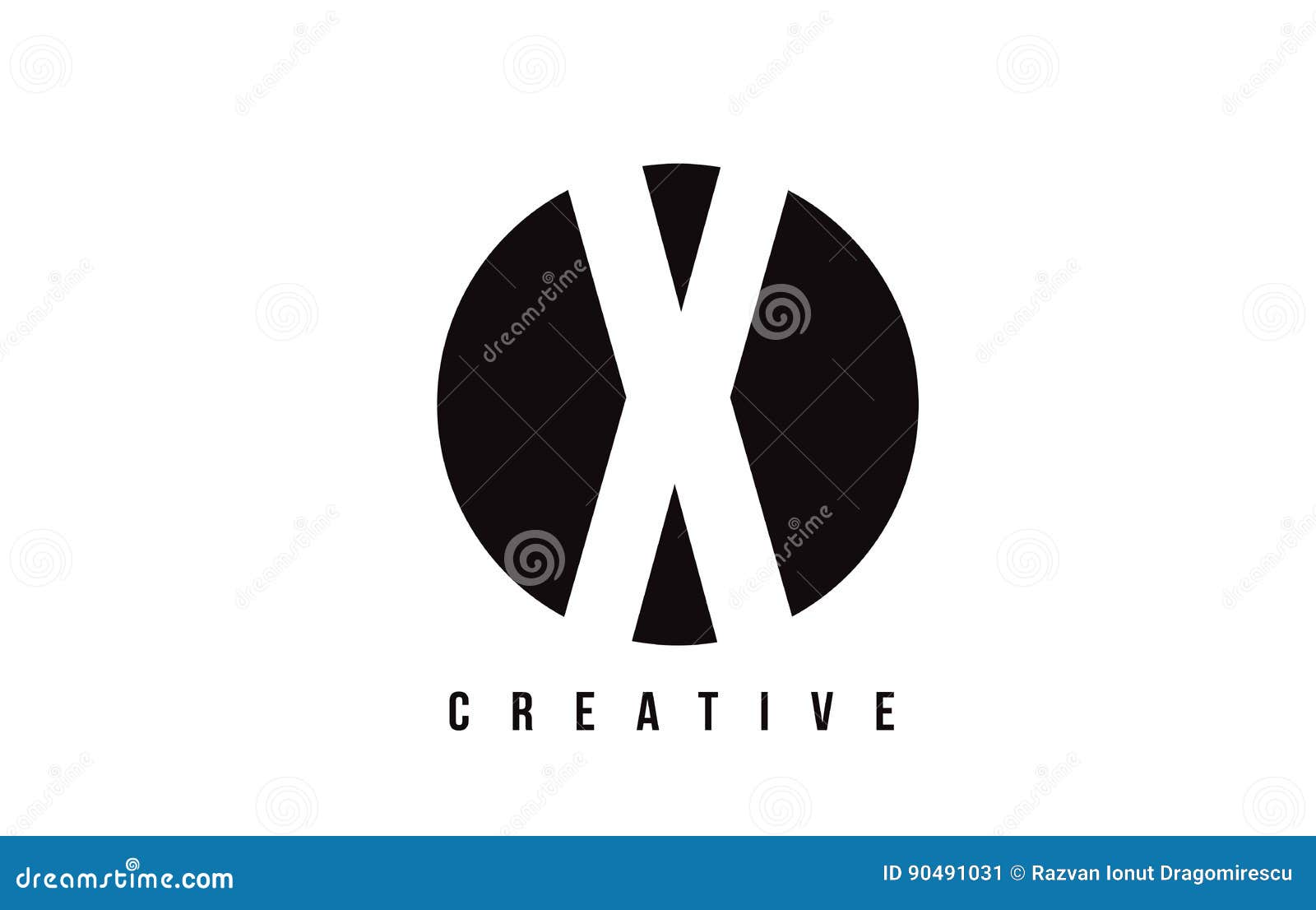 X White Letter Logo Design with Circle Background. Stock Vector ...