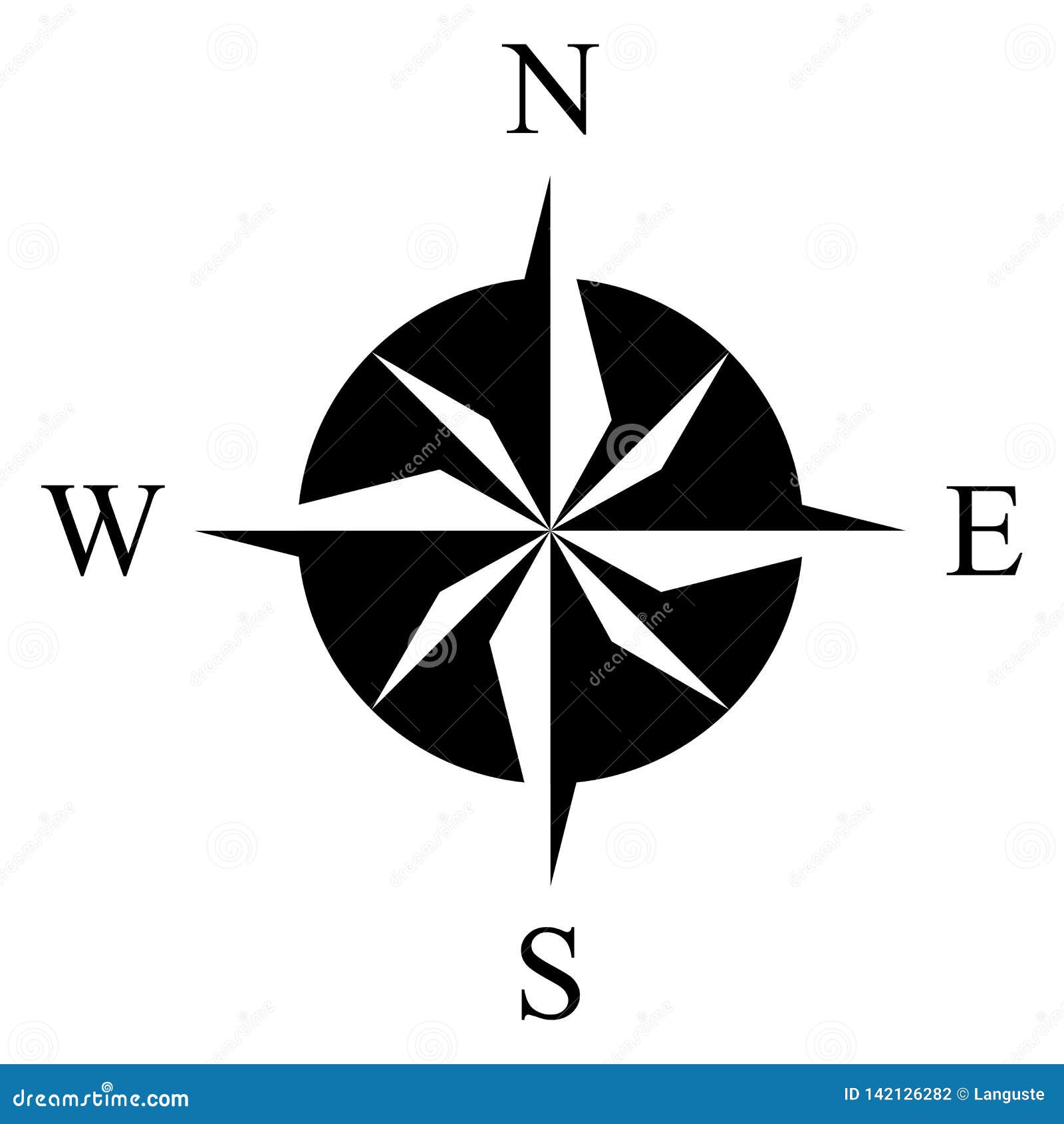 Clear Compass Rose Symbol Vector for Marine or Nautical Navigation and ...