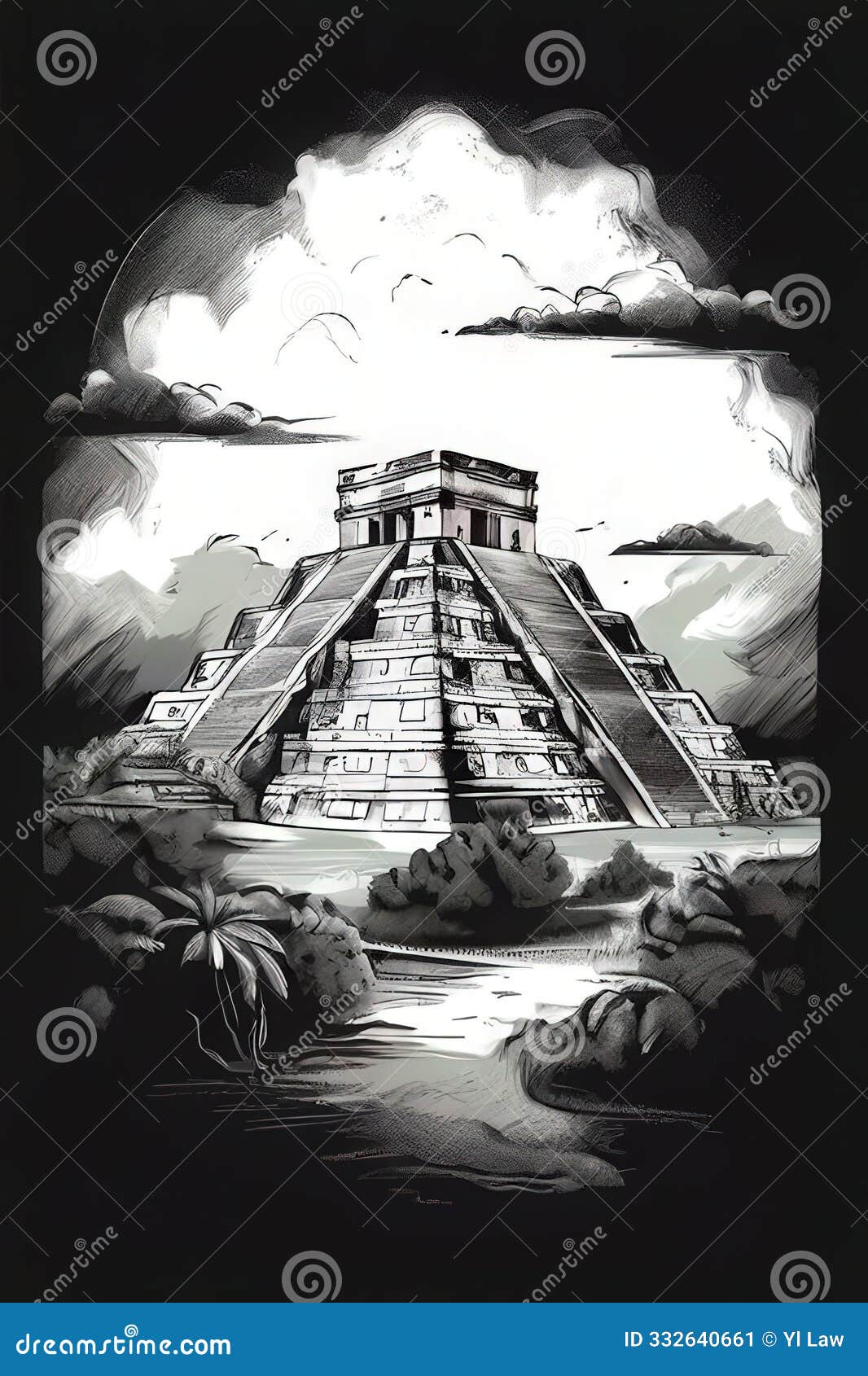 the AI Image Generator, Ancient Mayan Pyramid Stock Illustration ...