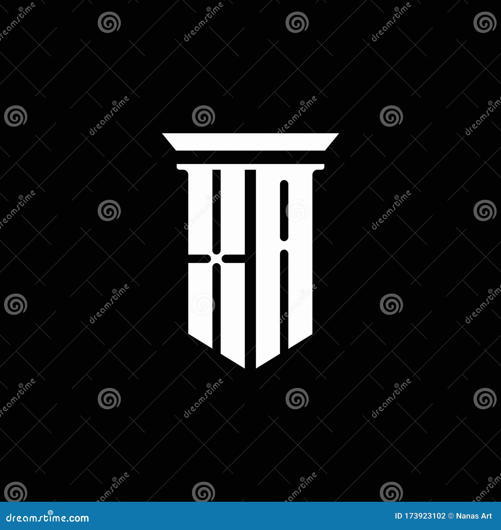 XA Monogram Logo with Emblem Style Isolated on Black Background Stock ...