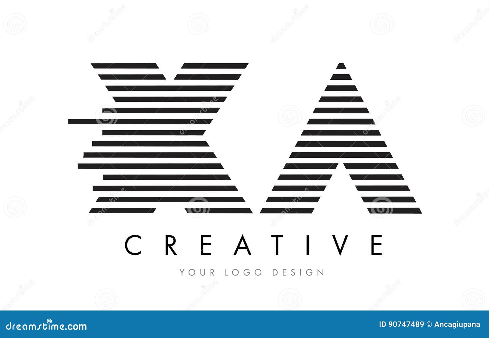 XA X a Zebra Letter Logo Design with Black and White Stripes Stock ...